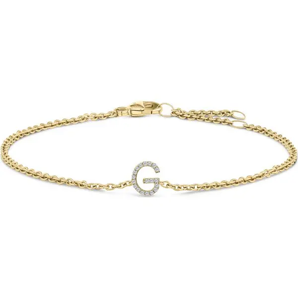 HAUS OF BRILLIANCE 10k Gold Diamond Accent Initial Charm Link Bracelet - Yellow | G